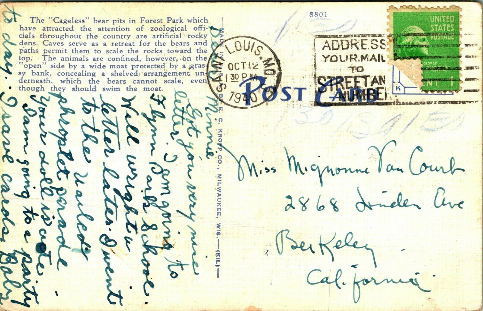 St Louis Missouri MO Municipal Auditorium Community Center Vtg Linen ...