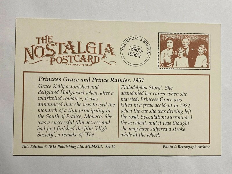 Nostalgia Reproduction Postcard - Princess Grace Prince Rainier 1957 ...