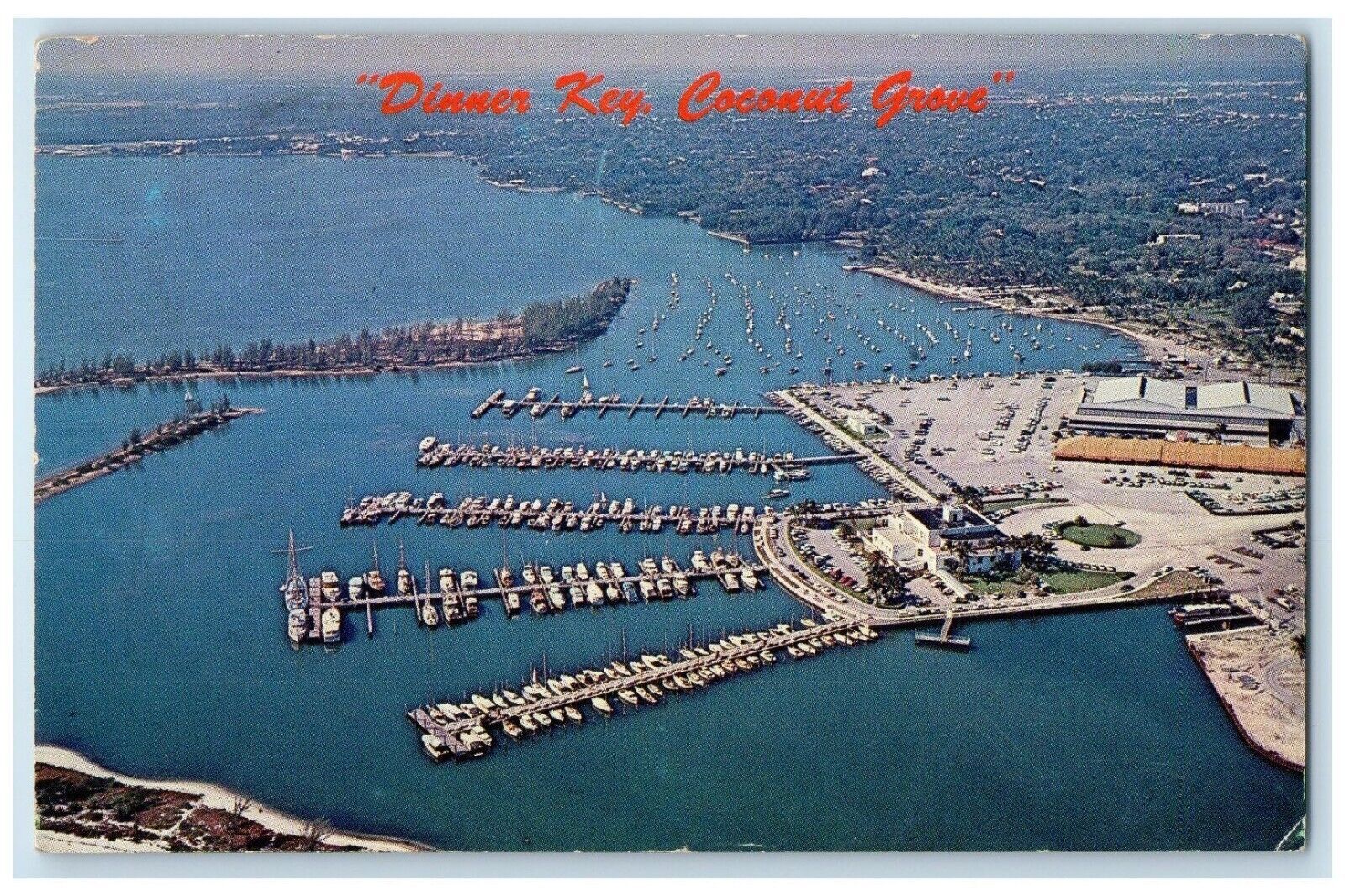 1966 Birds Eye View Dinner Key Yacht Basin Auditorium Miami Florida FL ...