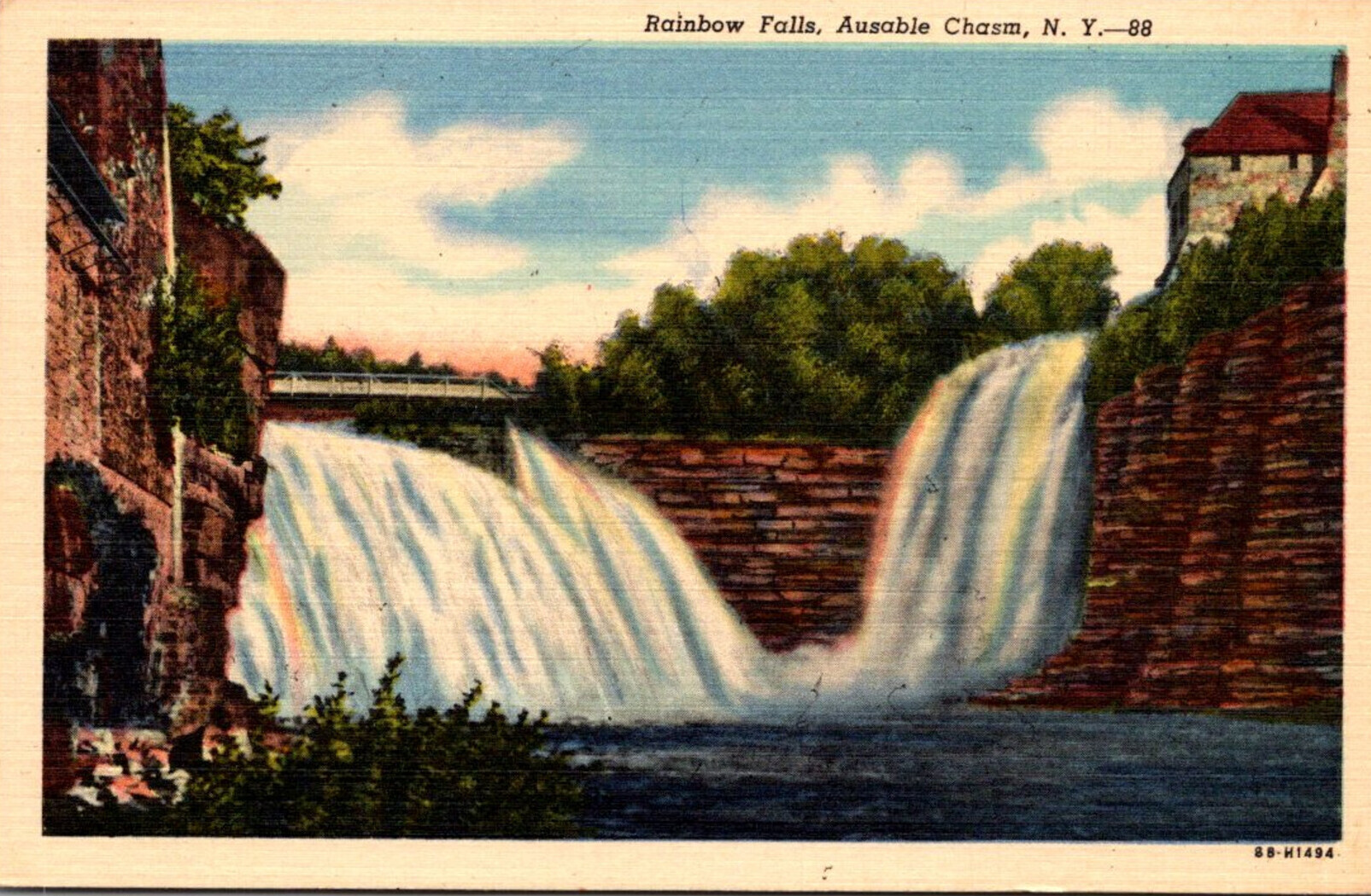 New York Ausable Chasm Rainbow Falls Curteich | United States - New ...