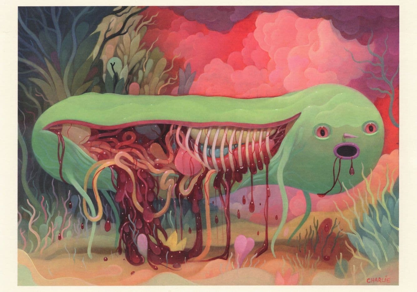 Garden Worm Intestines Anatomy Extreme USA Painting 8x6 Postcard ...