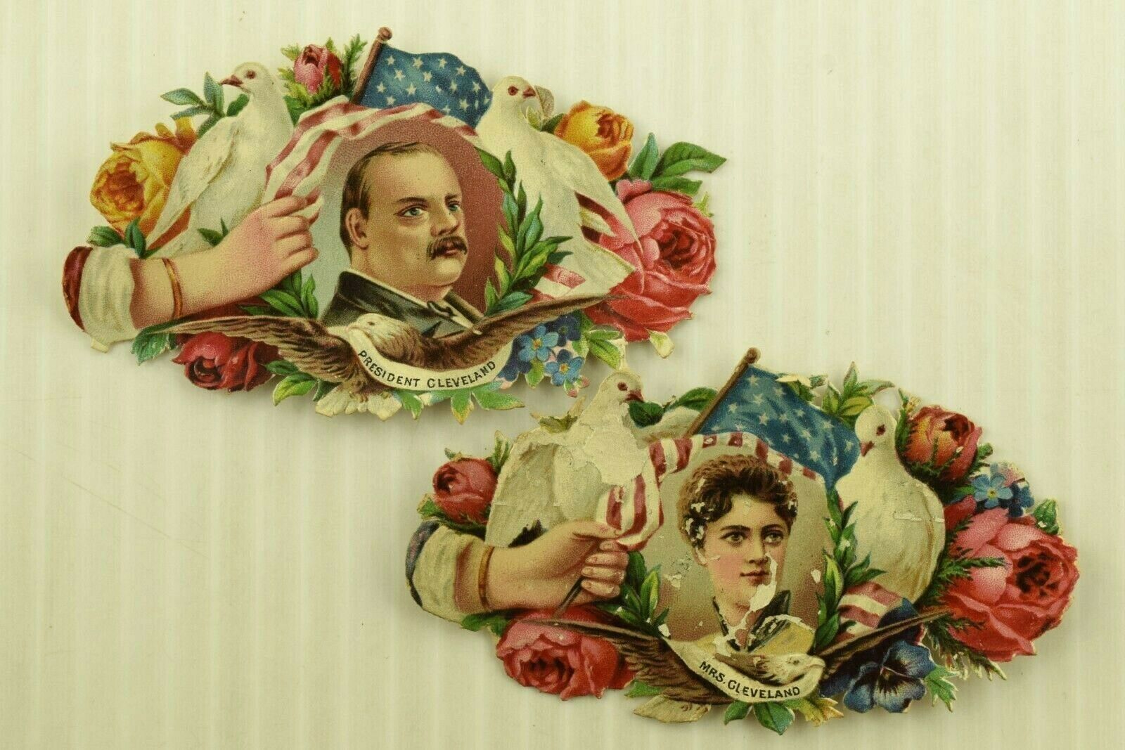 Lot of 2 1880's Die-Cut President Cleveland & First Lady Fab! P193 ...