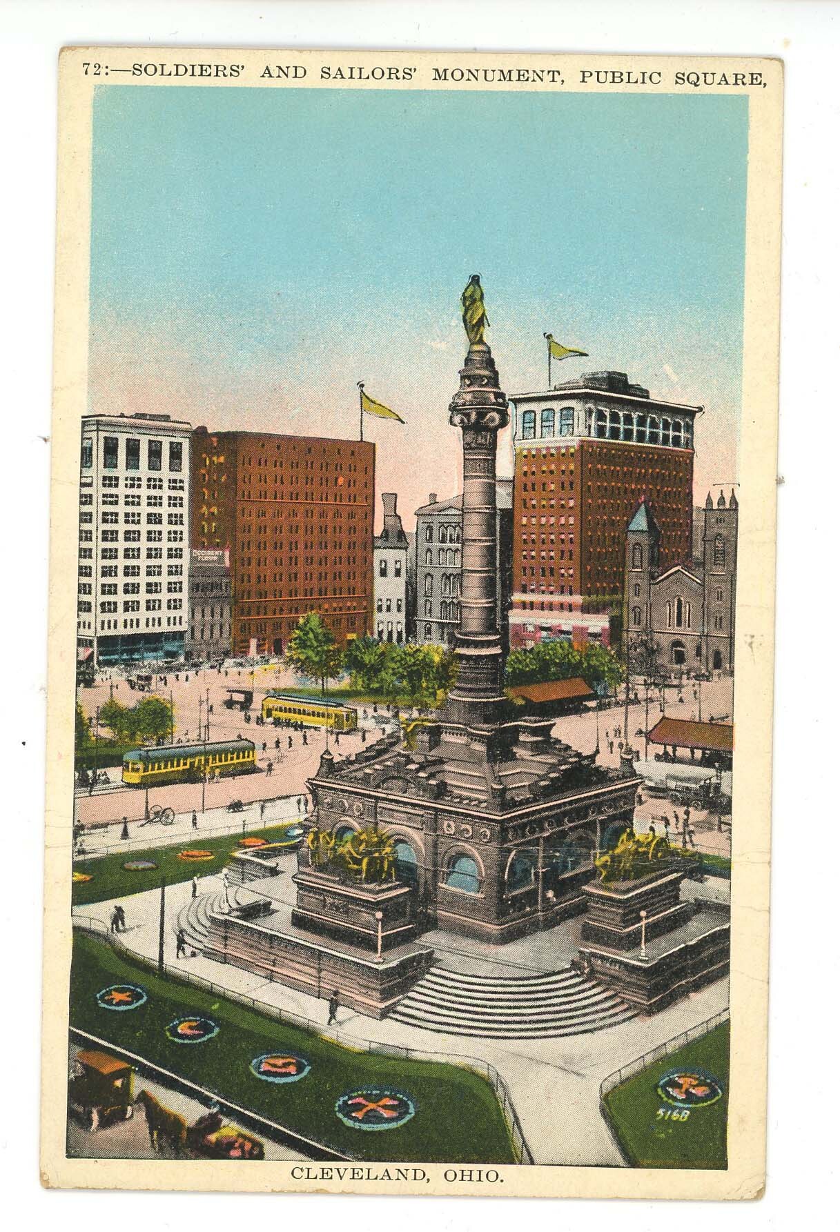 OH - Cleveland. Public Square, Soldiers' & Sailors' Monument (crease ...