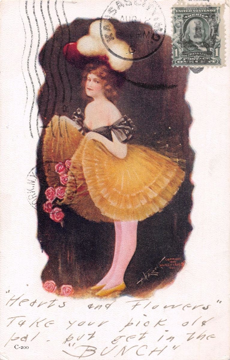 Party Girl~H M Pollock Artist Signed C-200 Postcard 1900s... | Topics ...