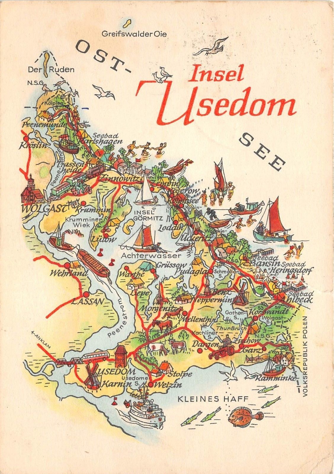 B65884 maps cartes geographiques Insel Usedom Ost See germany | Europe ...