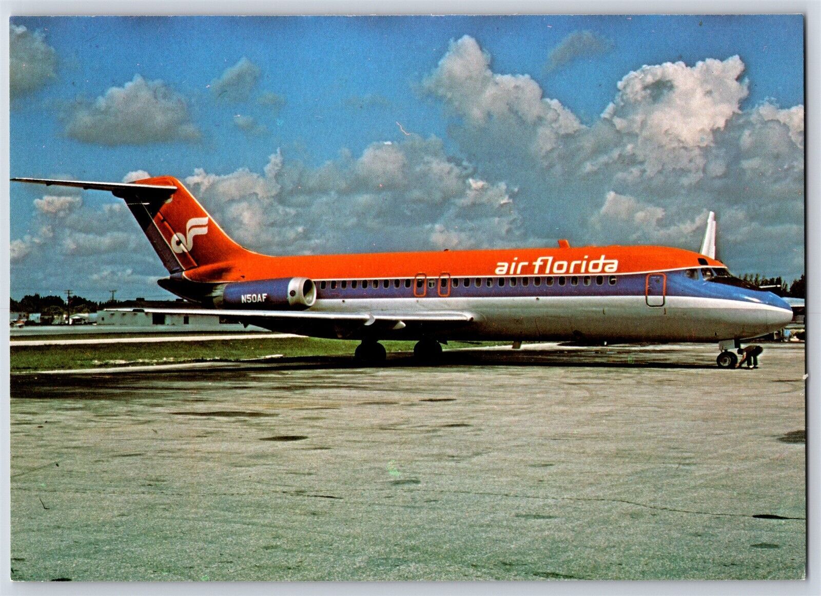Airplane Postcard Air Florida Airlines Dougas DC9-15F N50AF at Miami ...