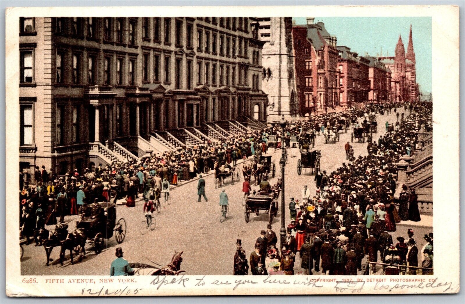 Vtg New York City NY Fifth Avenue Street View Horse & Buggy 1902 Old ...