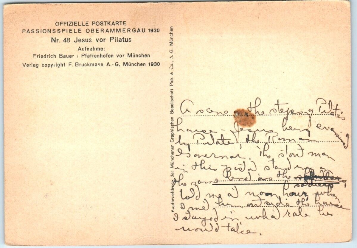 Postcard - Jesus vor Pilatus, Passionsspiele Oberammergau 1930 ...