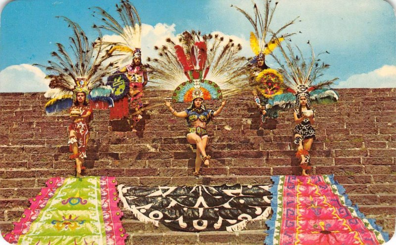Native Aztec Dancers on Pyramid, Tenochtitlan, Mexico 1950s Vintage ...