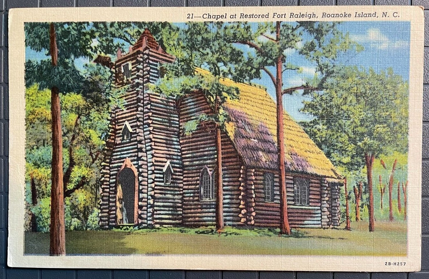 Vintage Postcard 1942 Chapel Restored Fort Raleigh Roanoke Island North ...