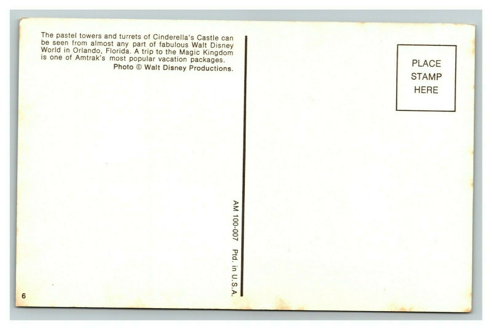 Vintage 1970's Postcard Disney World Cinderella's Castle Orlando ...