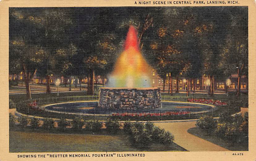 Central Park Reutter Memorial Fountain Illuminated Lansing MI | United ...