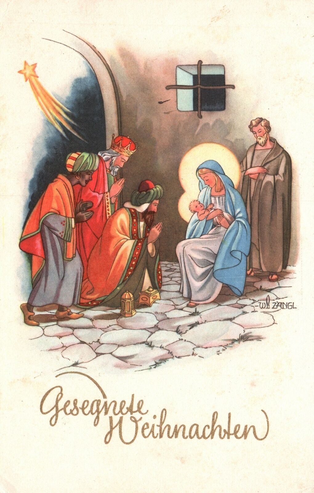 Vintage Postcard 1910's Gesegnese Weihnachten The Three Kings On Jesus ...