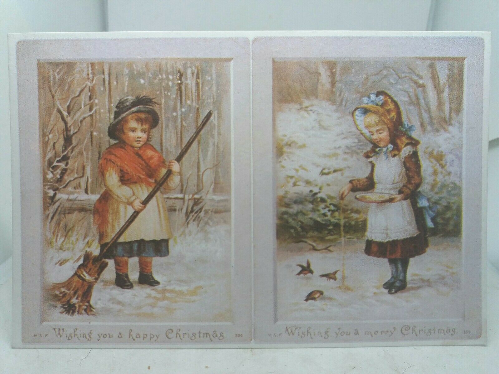 New Repro Postcard Depicting Two Vintage Victorian Christmas Postcards ...