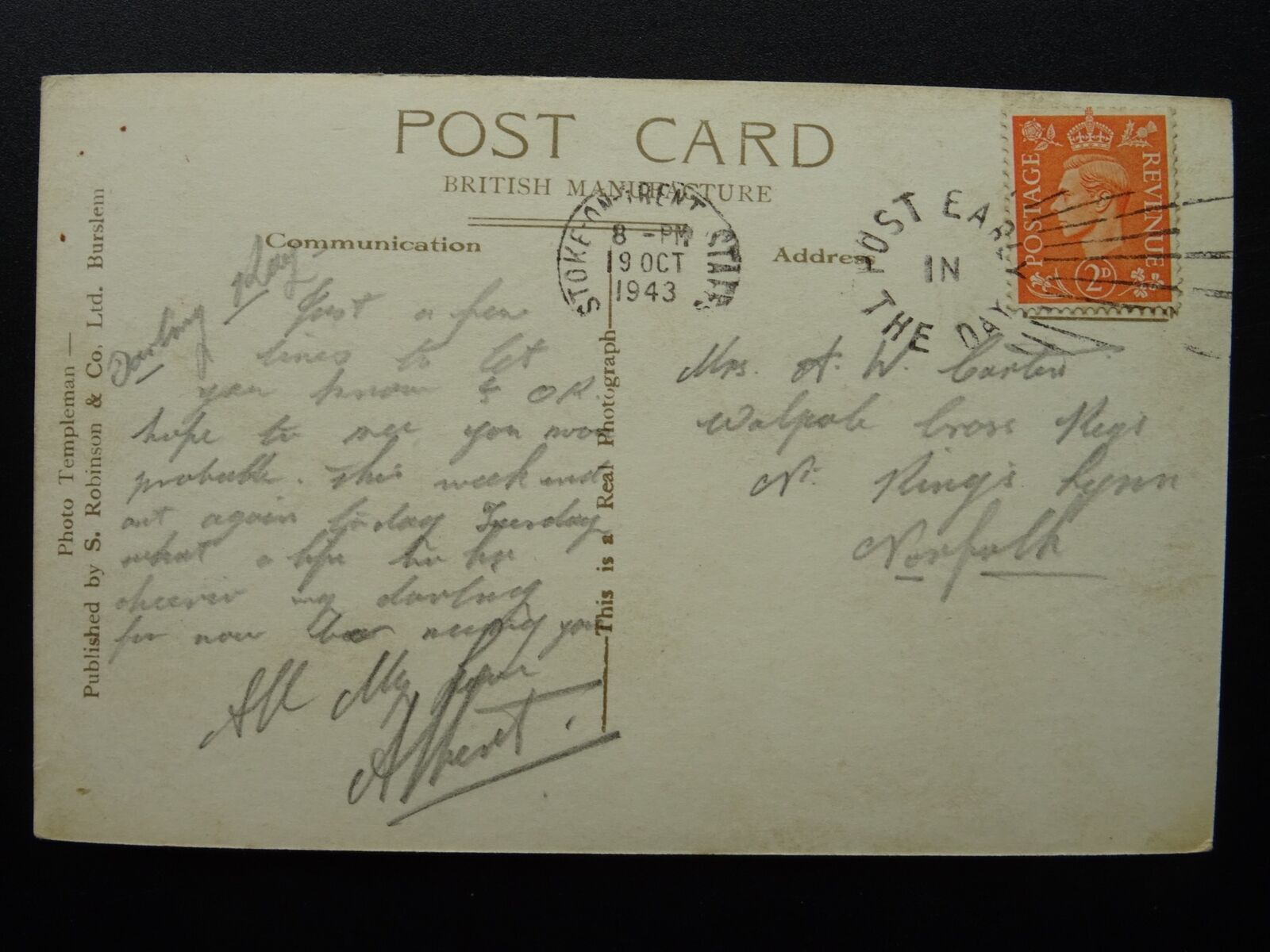 Staffordshire Stoke HANLEY The Park & Lake c1940s RP Postcard by S ...