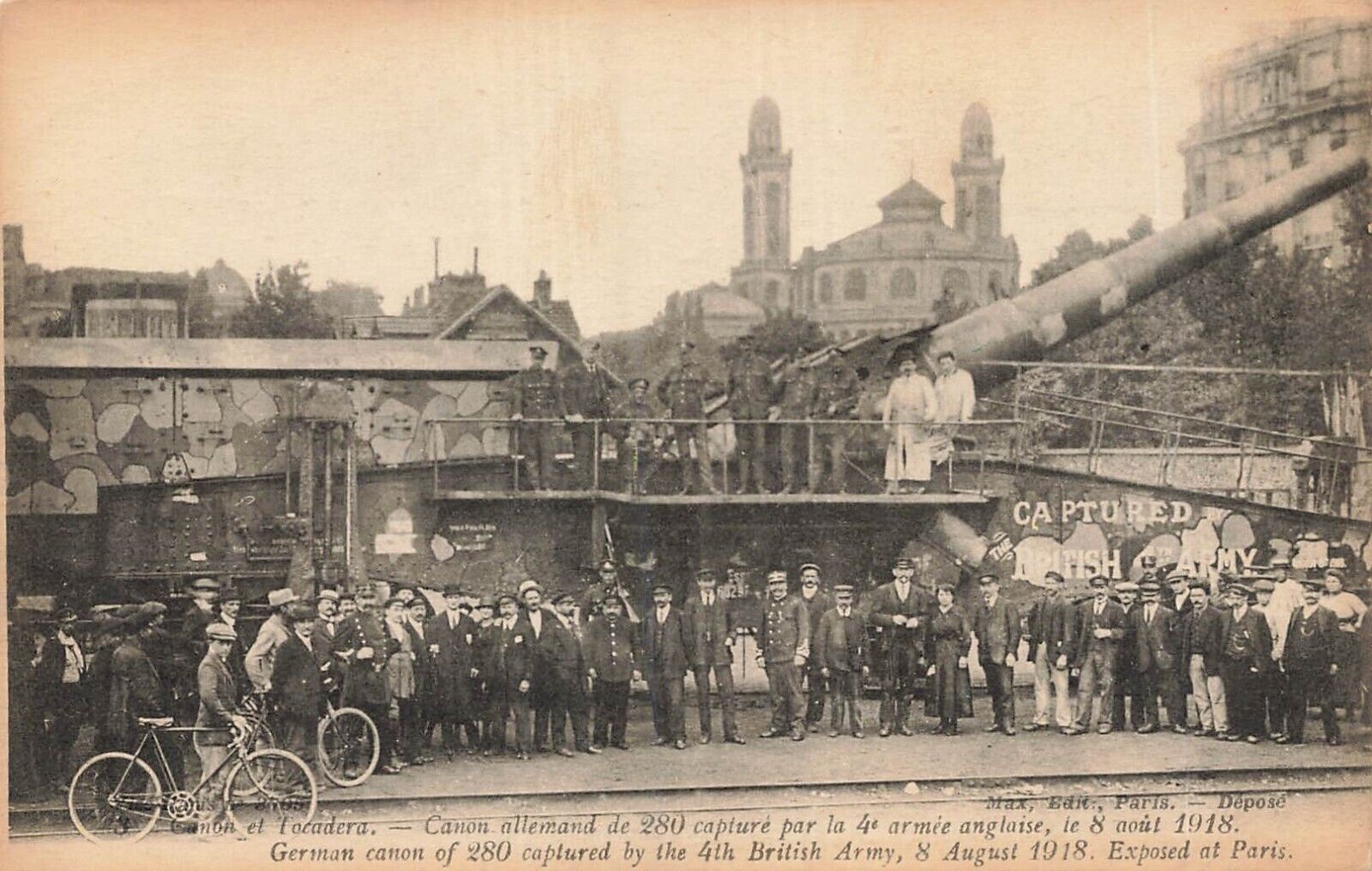 LITTLE BERTHA German canon-280 captured by 4th British Army~1918 WW1 ...