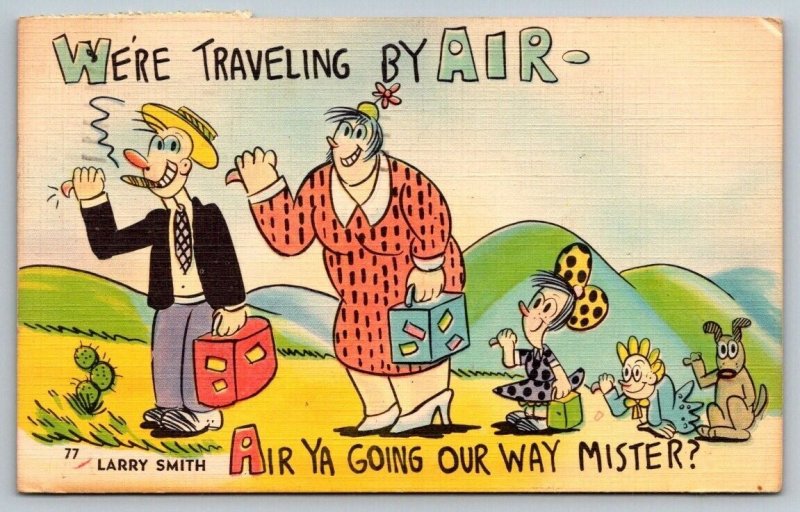 Vintage Saucy Cartoon Humor Postcard - We're Traveling By Air -1955 ...