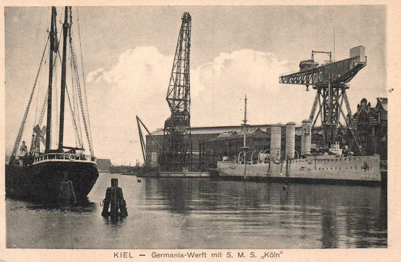 WWI Germany Imperial Navy SMS Cologne Kiel German Shipyard | Europe ...