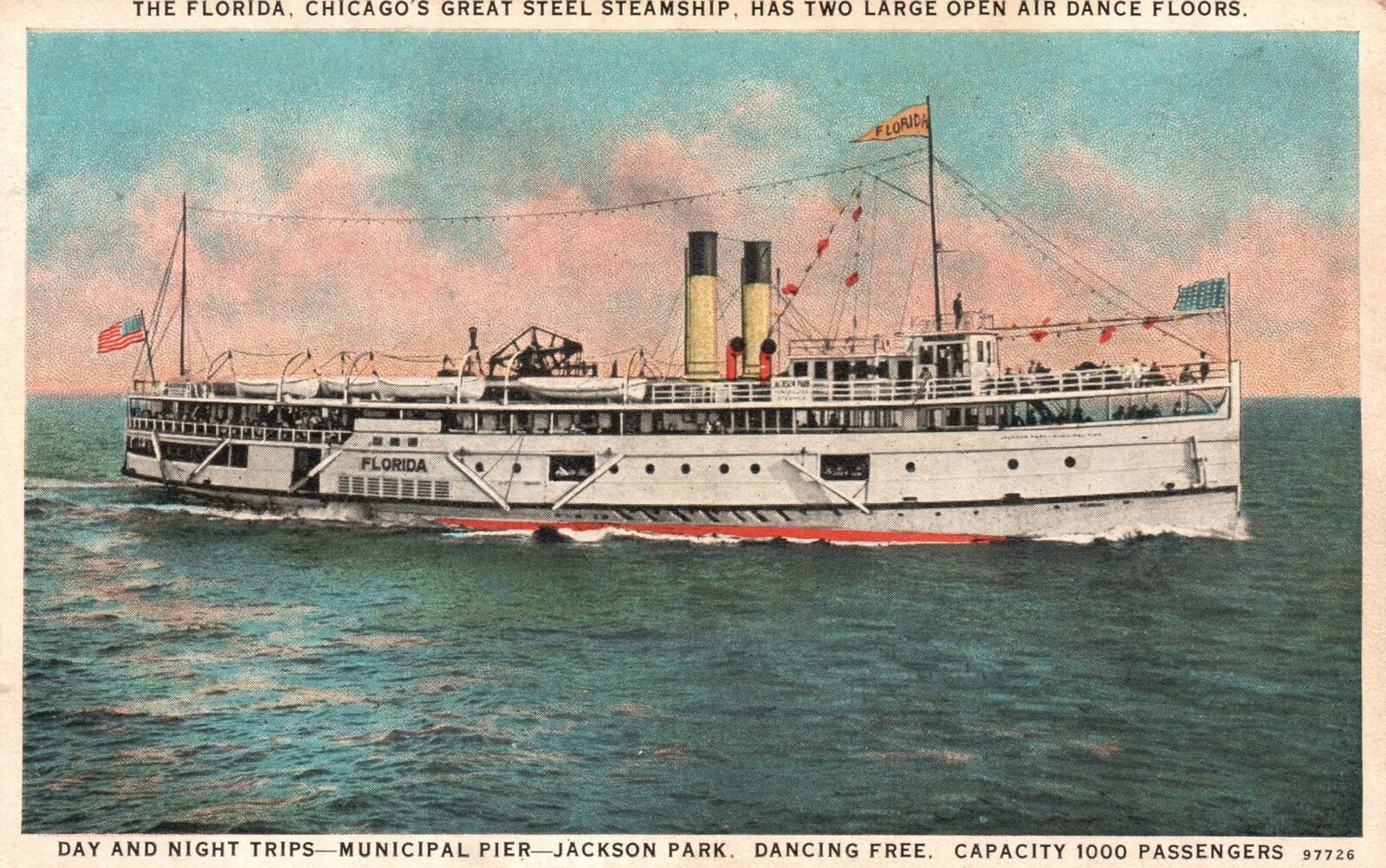 The Florida, Chicago's Great Steel Steamship, Steamer Ship, Vintage ...