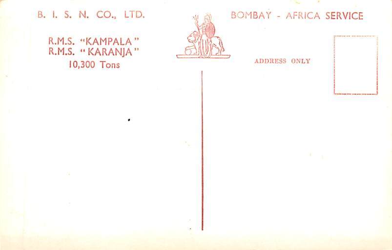 RMS Kampala RMS Karanja British India Steam Navigation Co Ship Unused ...