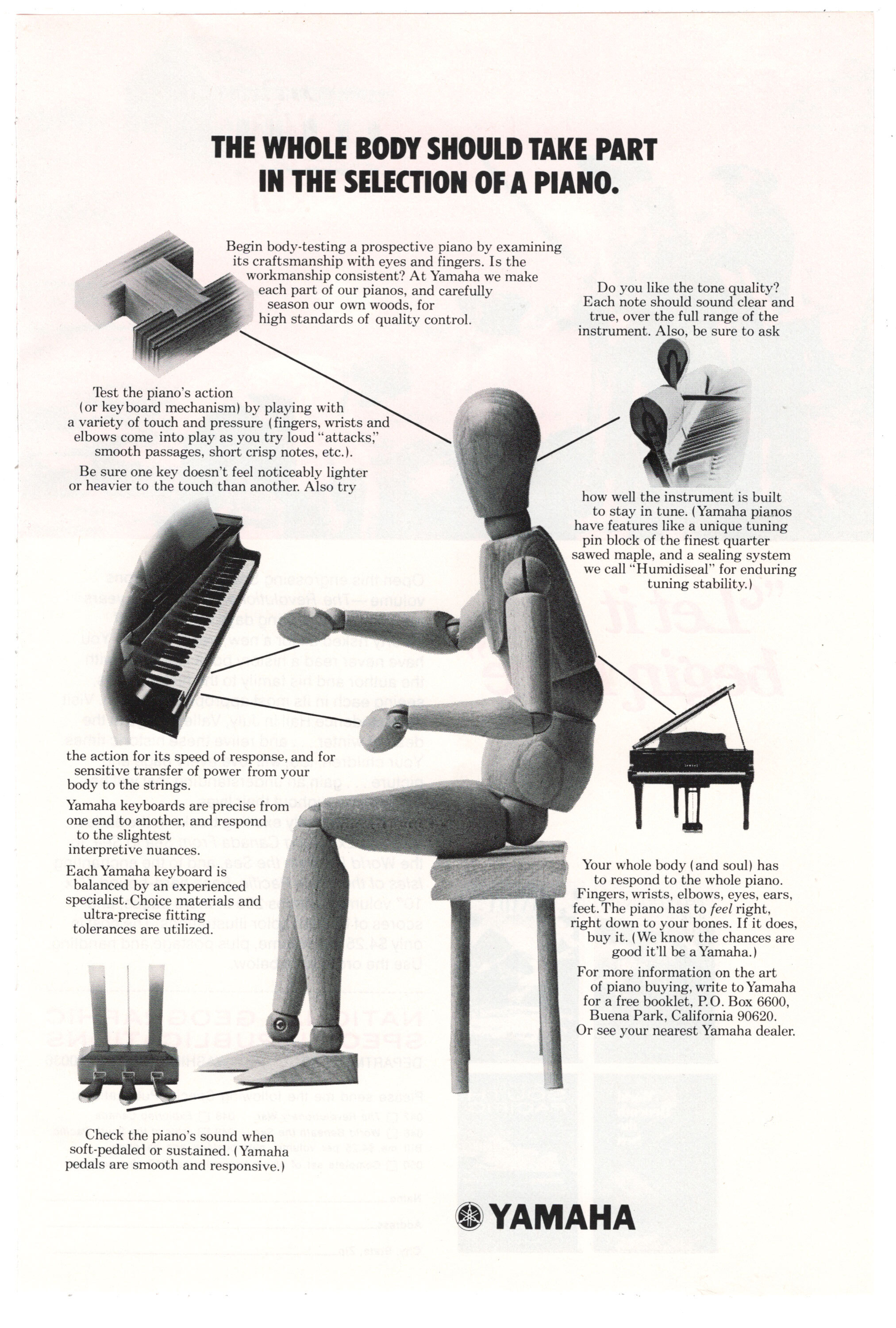 Yamaha Keyboards - 1970's Vintage Ad (Test the Piano's Action ...