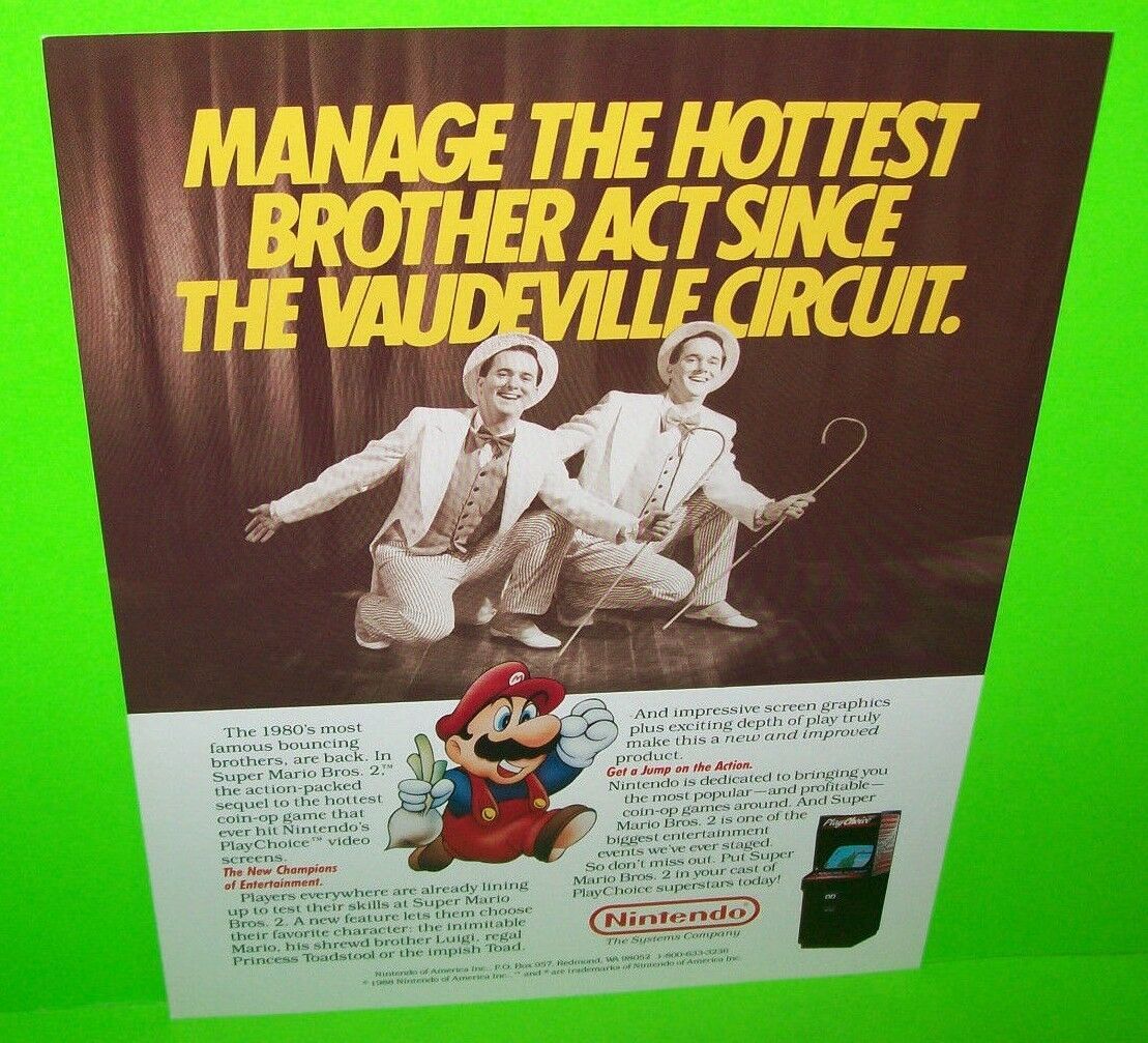Super Mario Bros 2 Arcade Game Flyer Playchoice Video Game Promo Retro ...