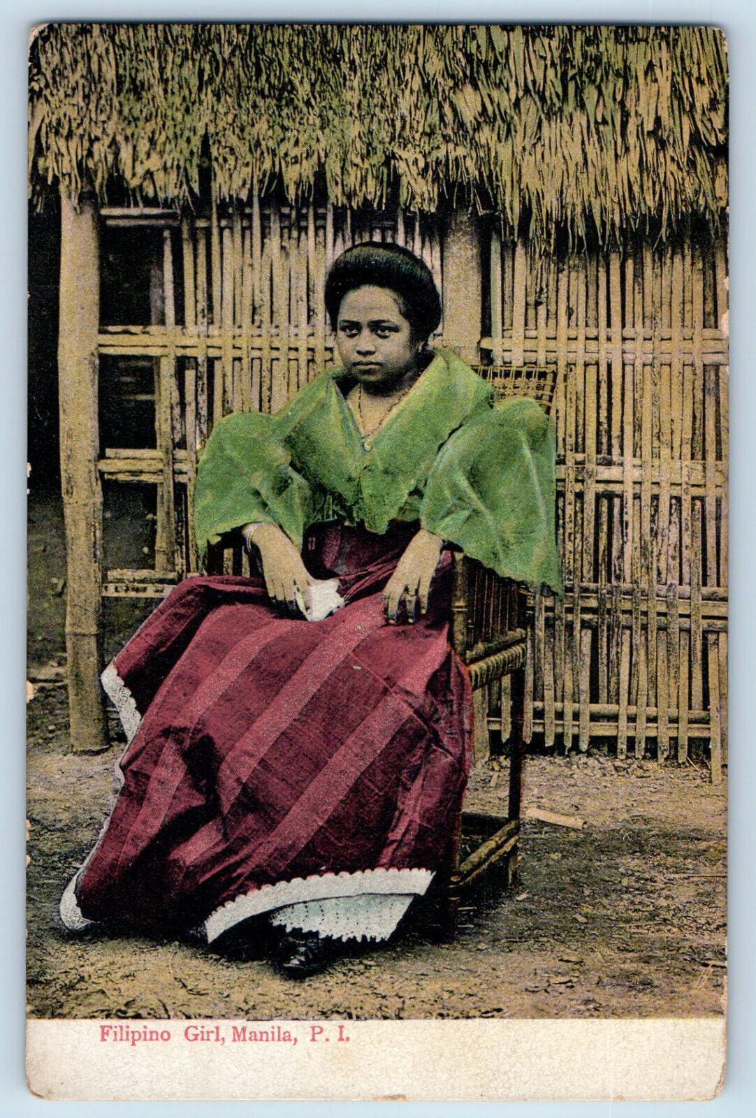 Manila Philippines Island Postcard Filipino Girl c1905 Unposted Antique ...