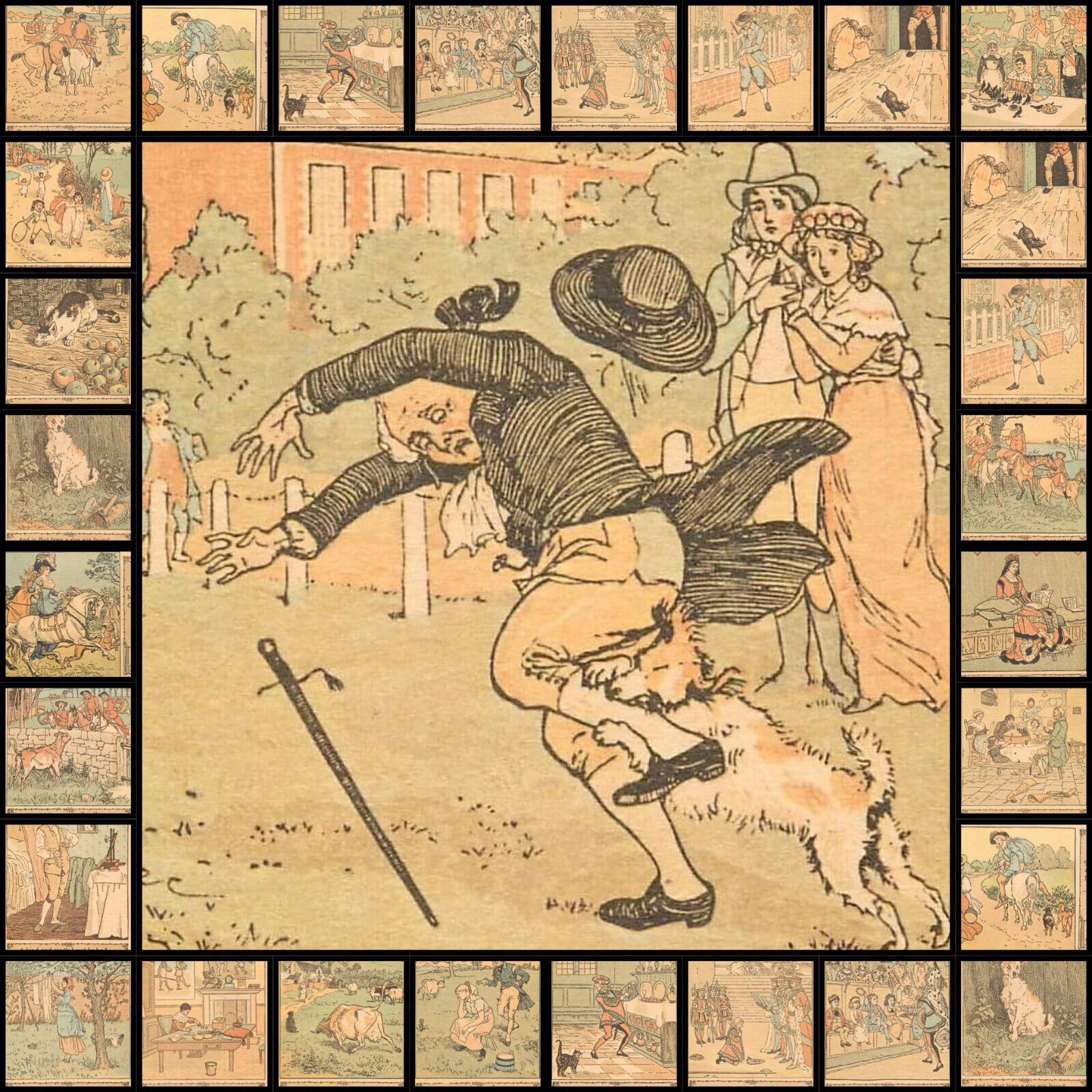 Set of 22 British artist and illustrator Randolph Caldecott drawings ...