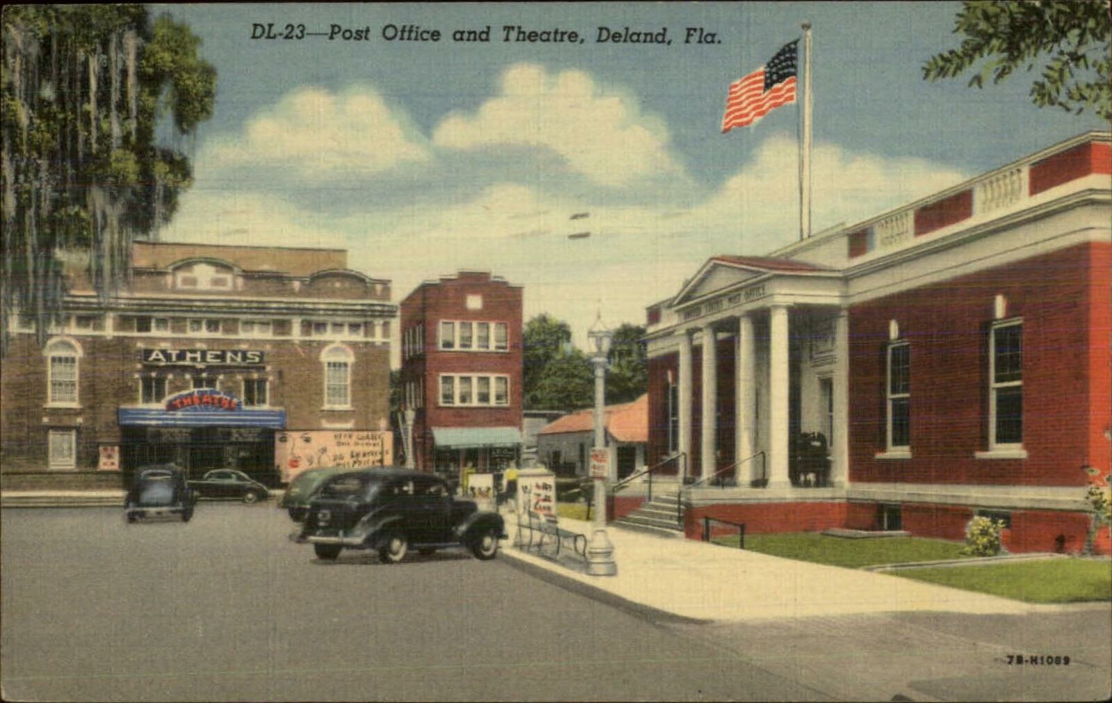 Deland FL Post Office & Theatre Linen Postcard | United States ...