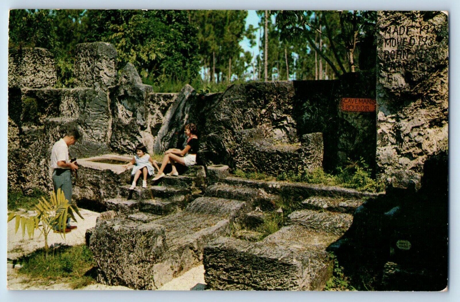Miami Florida FL Postcard Scene Rock Gate Park Coral Castle Caveman's ...