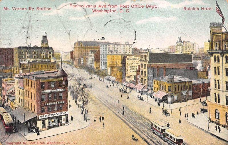 Washington DC 1908 Postcard Mt. Vernon Railway Station Streetcars ...