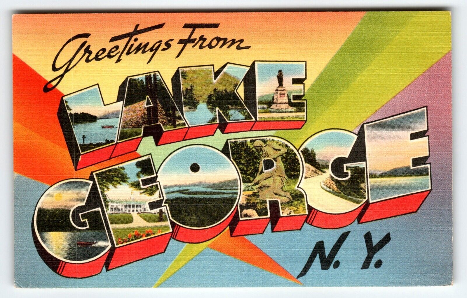 Greetings From Cayuga Lake George New York Large Big Letter Linen ...