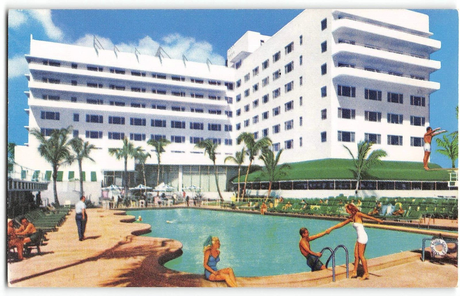 Miami Beach, Florida SANS SOUCI HOTEL Swimming Pool 1950s Art Deco ...