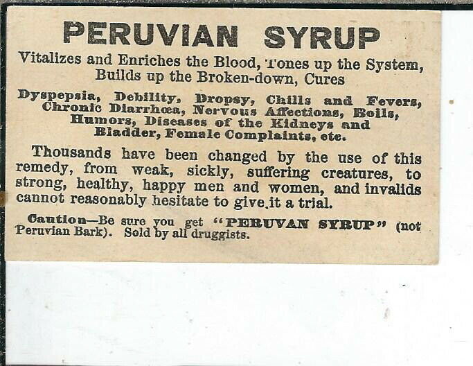 AI-005 Peruvian Syrup Quack Medicine Dyspepsia Blood Victorian Trade ...