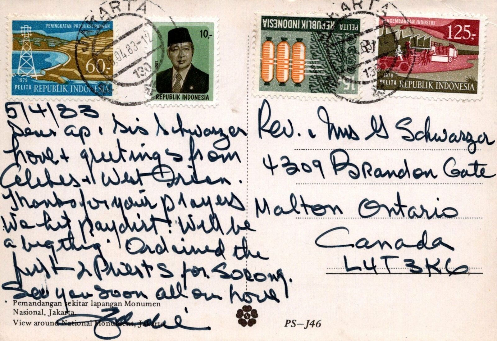 Vintage Continental Size Postcard National Monument Jakarta Indonesia ...