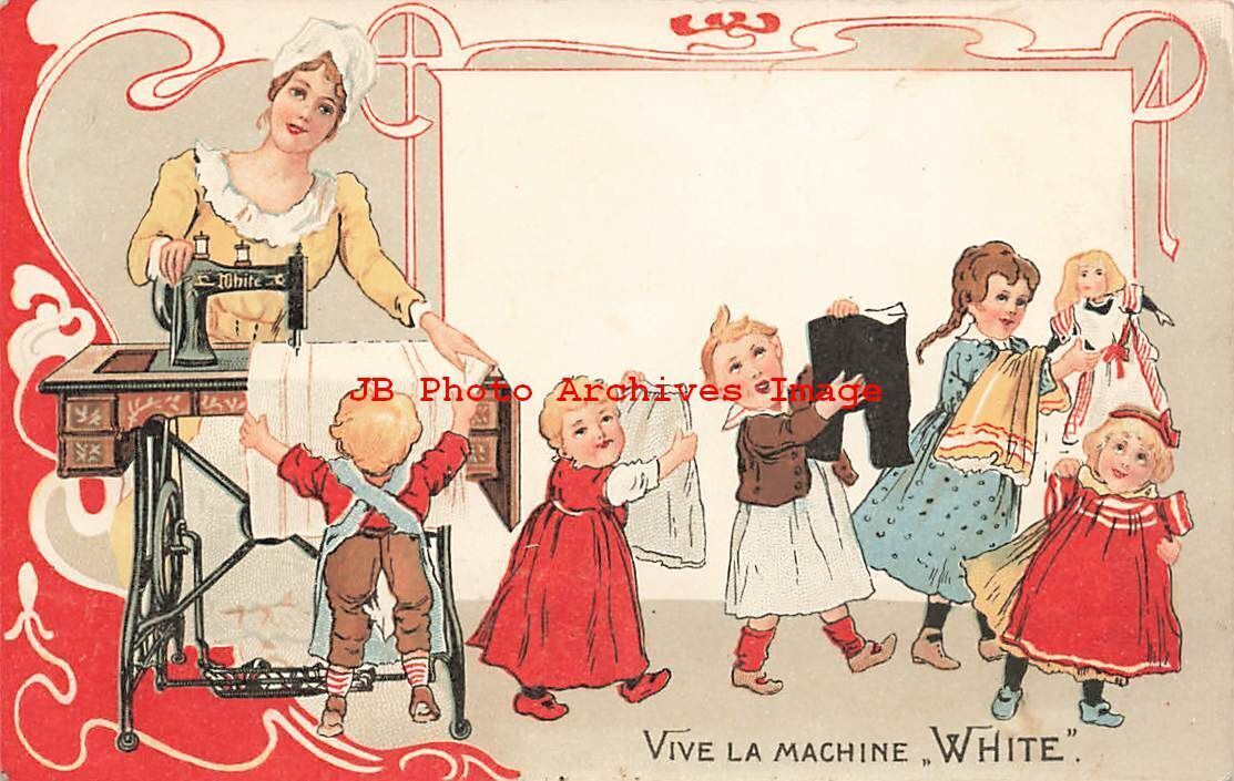 Advertising Postcard, White Sewing Machine, Sinave Mignot-Brussels, Art ...