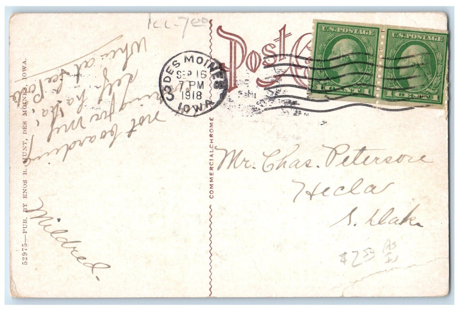 1918 Bird's Eye View Of Section Of Camp Dodge Des Moines Iowa IA Posted ...