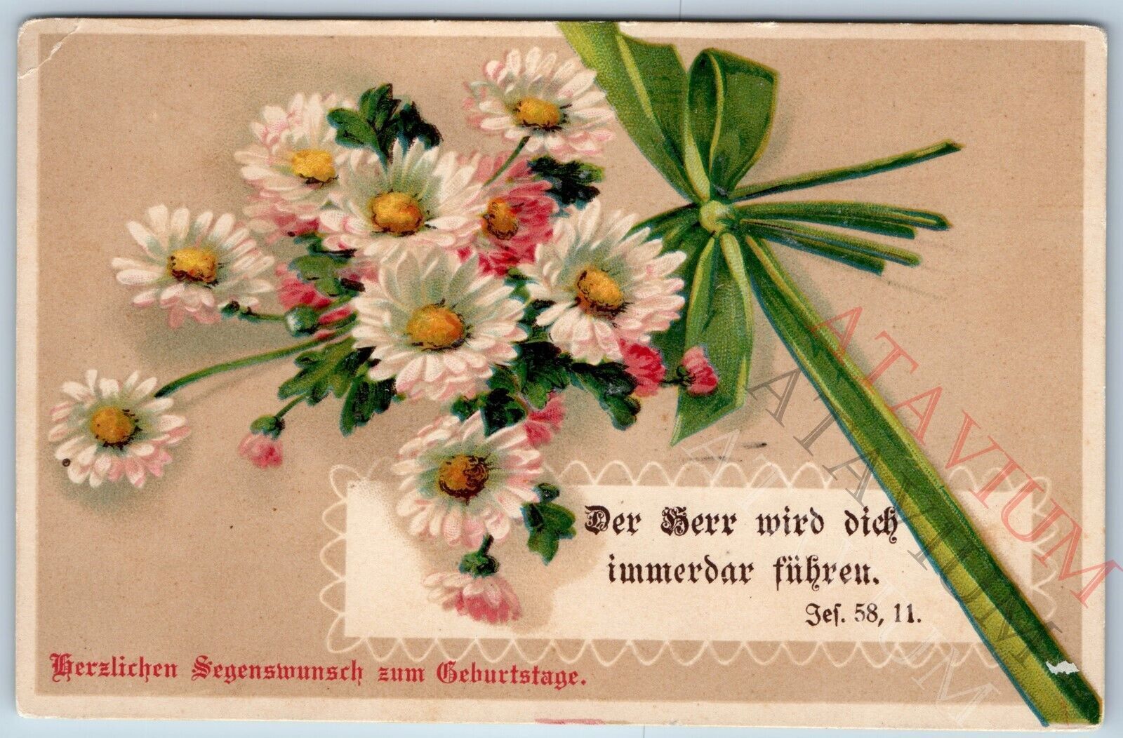 c1910s German Birthday Greeting PC Bible Quote Isaiah 58:11 Lord Guide ...