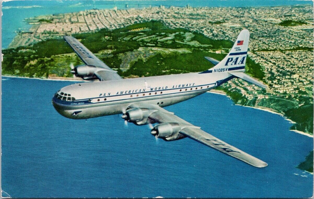 Pan Am Super Strato Clipper PAA Advertising 1950s Air Mail 6c Stamp ...