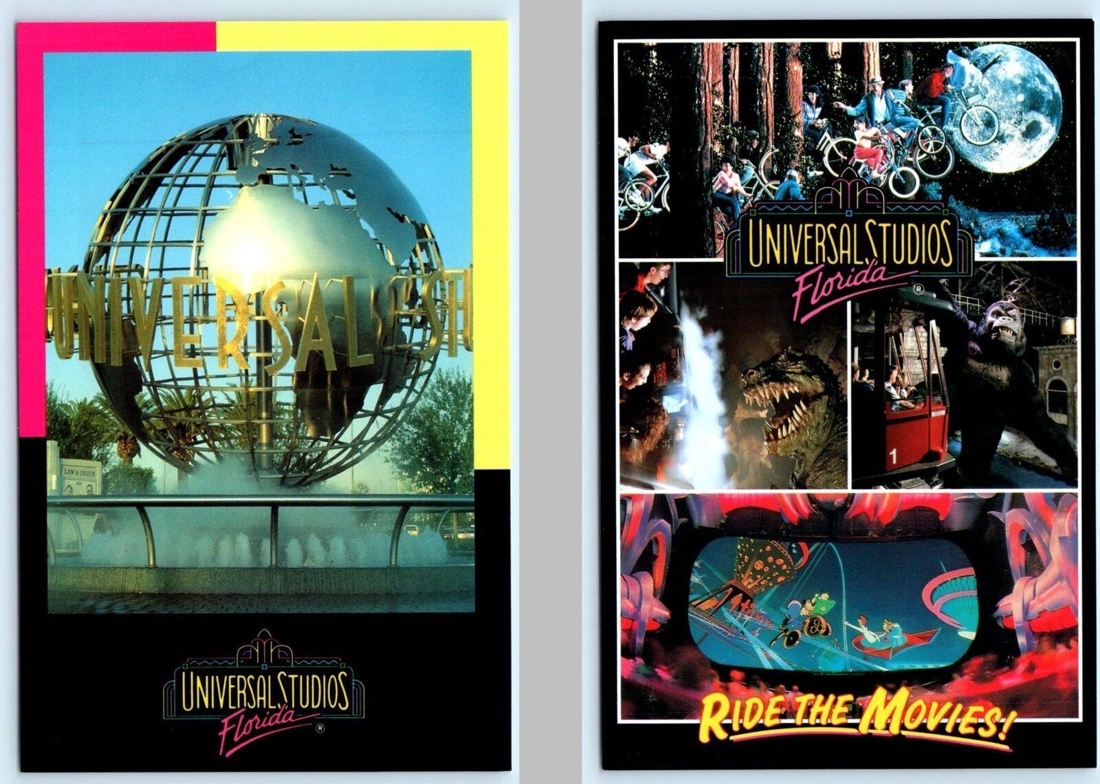 2 Postcards UNIVERSAL STUDIOS, Orlando FL ~ Amusement Park GLOBE 1994 ...