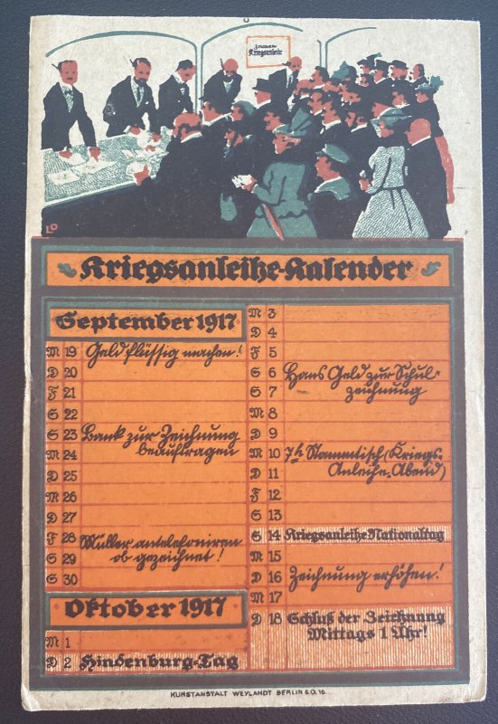 Mint Germany Picture Postcard War Calendar WWI 1917 | Europe - Germany ...