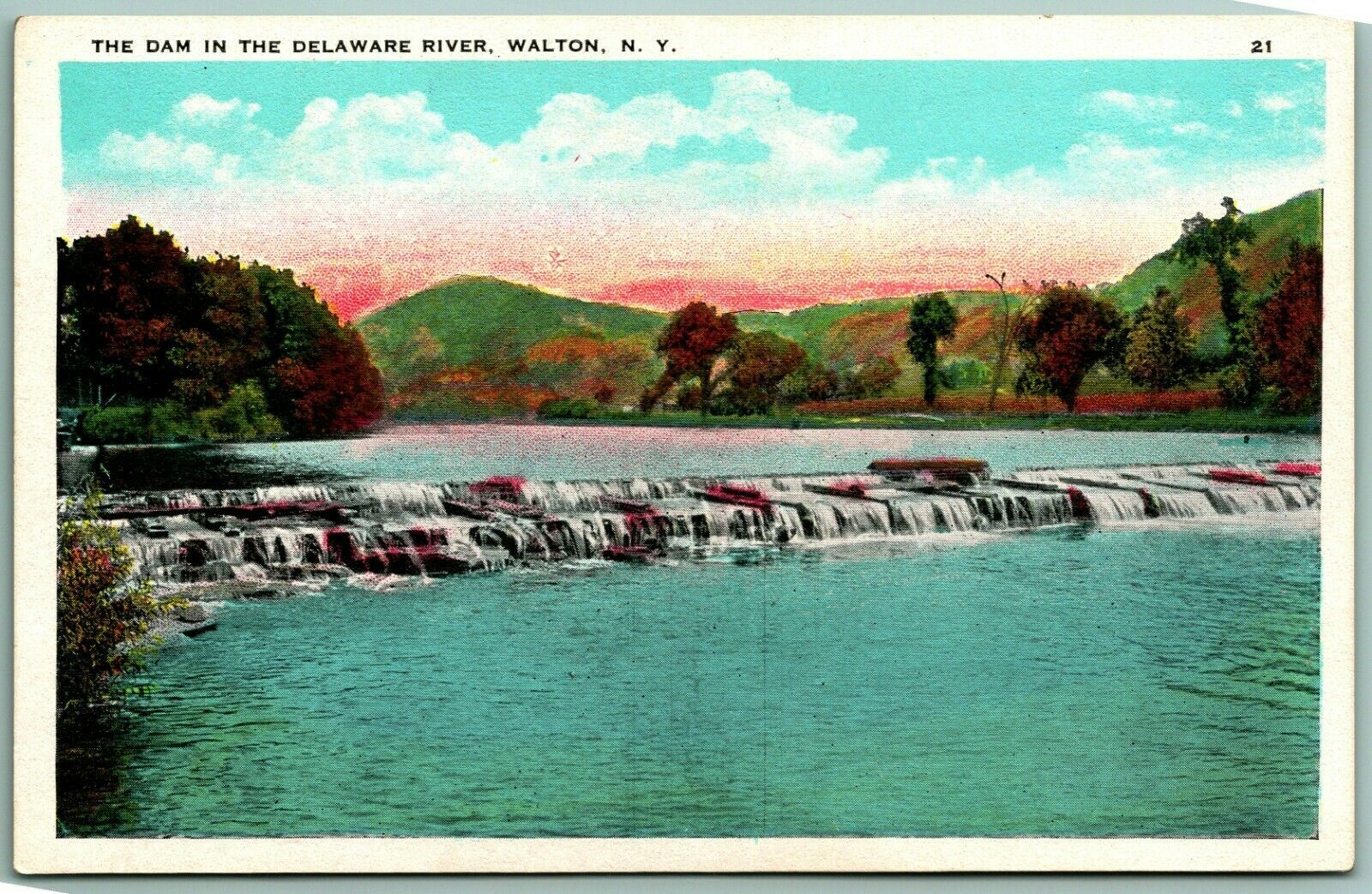 Delaware River Dam Walton New York NY UNP Unused WB Postcard H9 ...