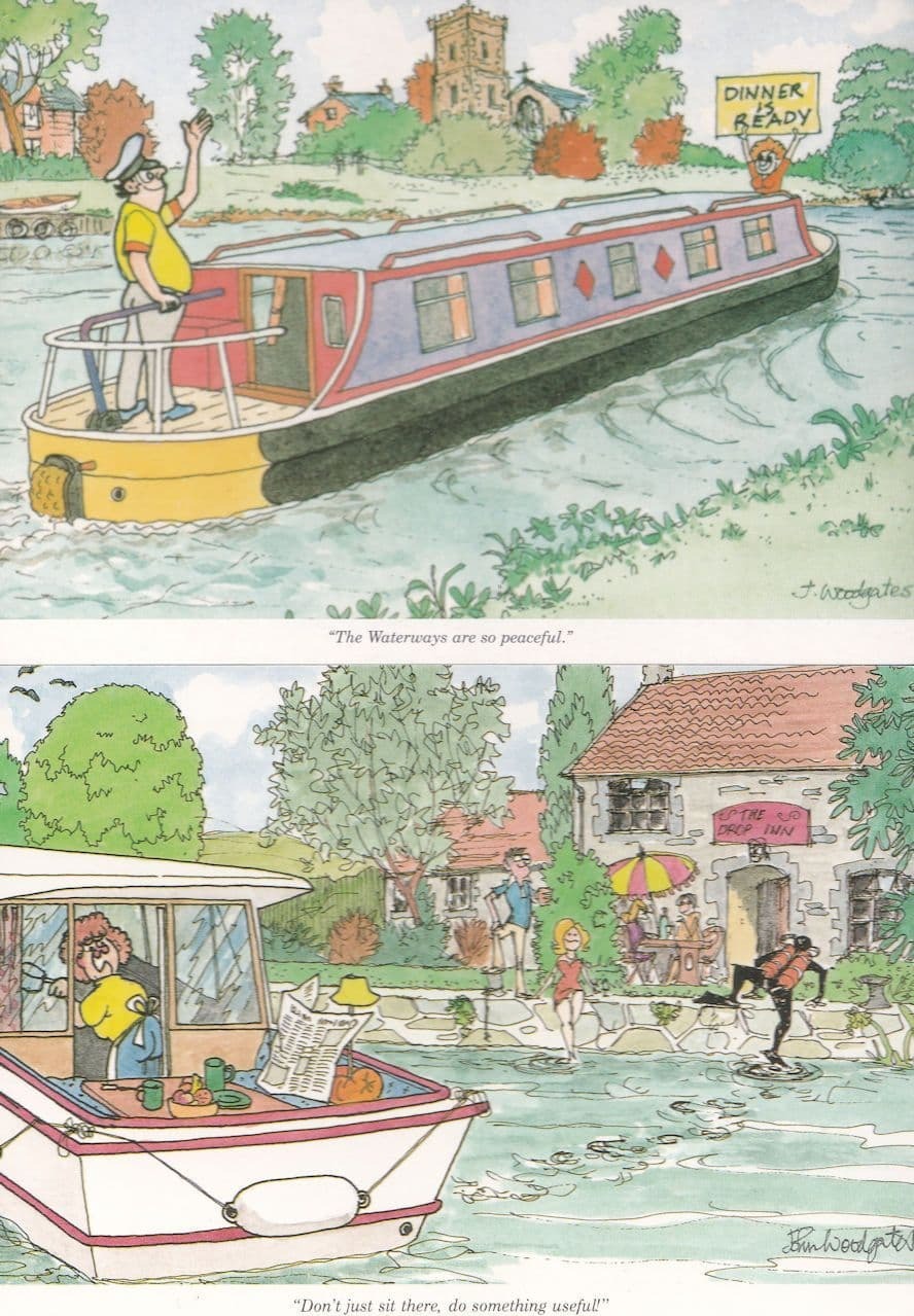 Canal Waterways Pub Boat Sailor 2x Comic Postcard s | Topics ...