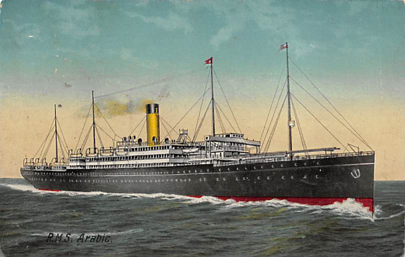 SS Arabic White Star Line Writing on back | Topics - Other, Postcard ...