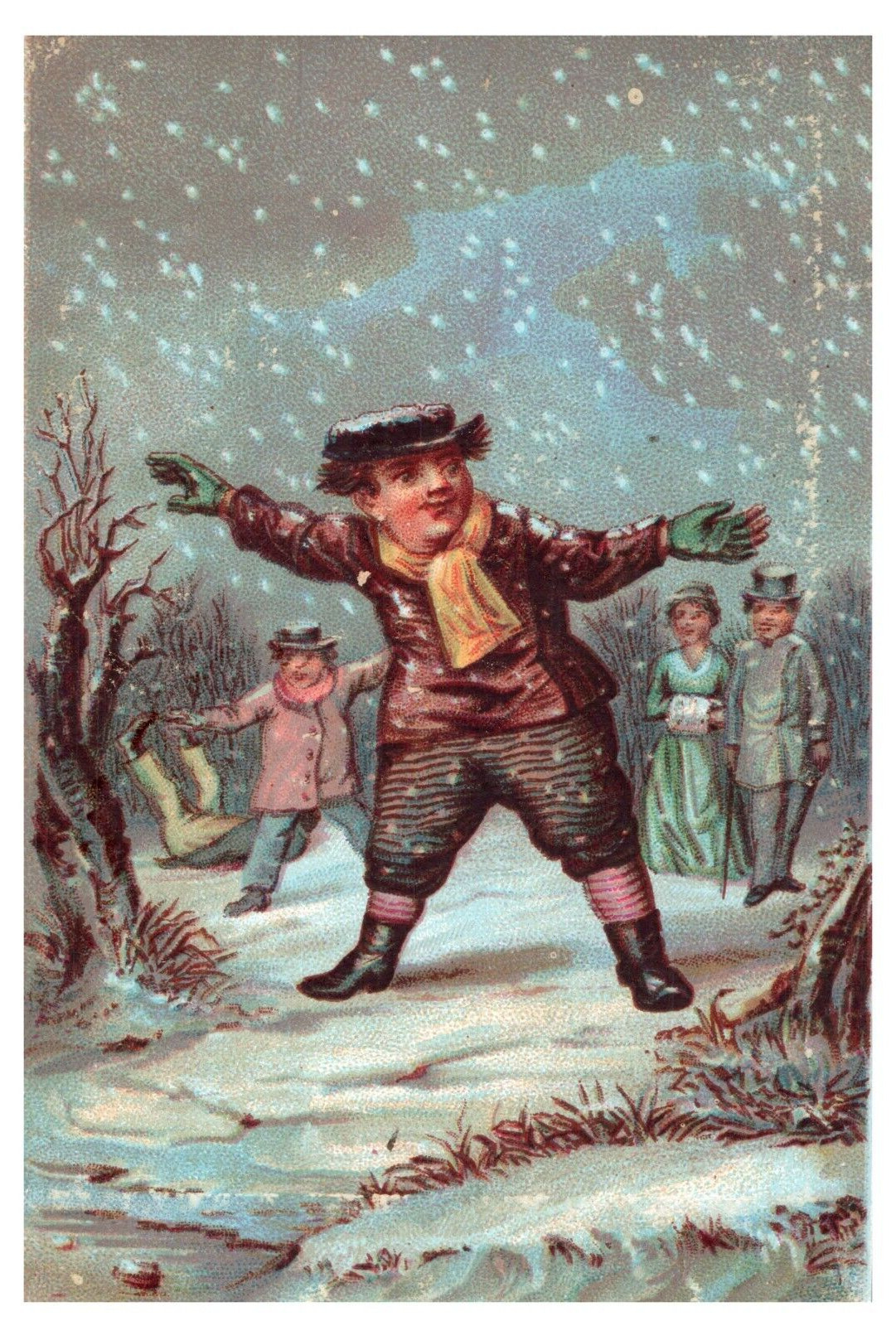 1880s Victorian Trade Cards Winter Scenes Children Snow Playing Lot Of ...