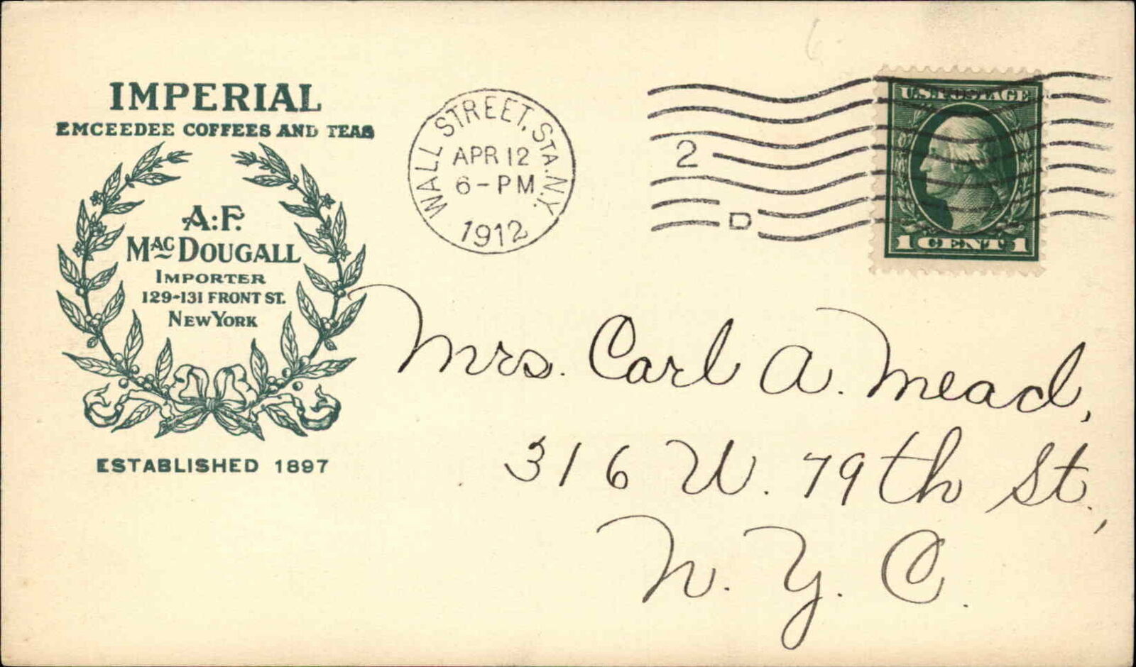 New York City NYC NY Alice Foote MacDougall Imperial Coffee Ad Vintage ...