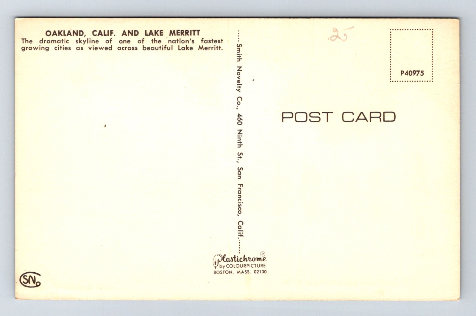 Lake Merritt Oakland Skyline Reflection Water Postcard UNP VTG ...