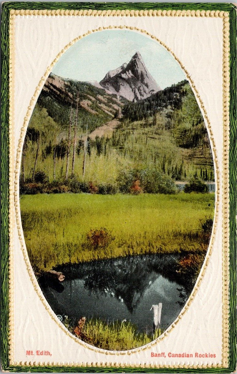 Mt Edith Banff AB Canadian Rockies Oval c1915 Winnipeg & Moose RPO ...