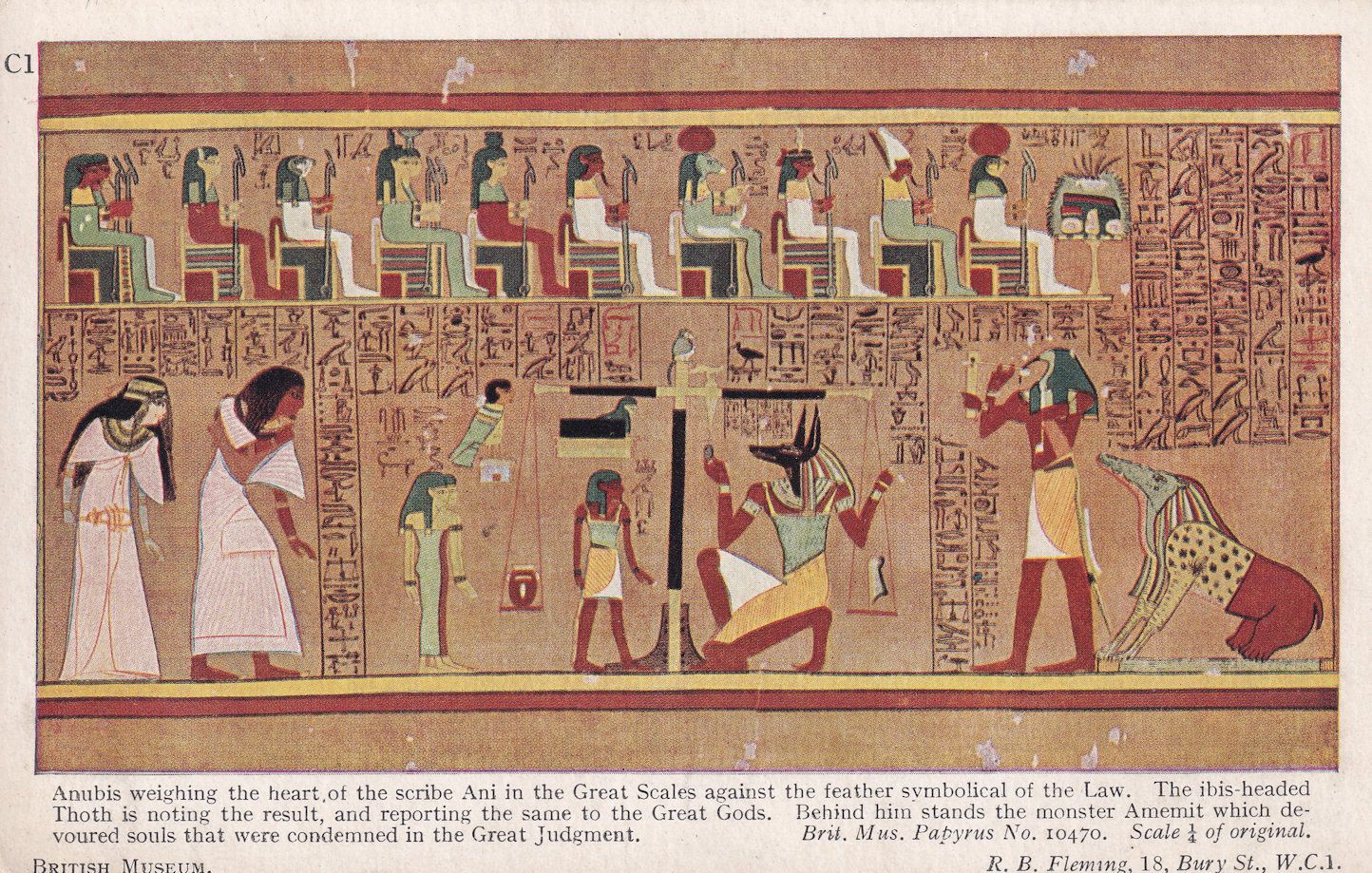 Anubis Ani Scales Thoth Amemit Great Judgement Greek Mural Postcard ...