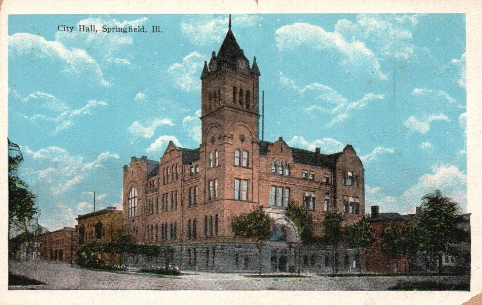 Postcard IL Springfield City Hall Unused White Border Vintage Old PC ...